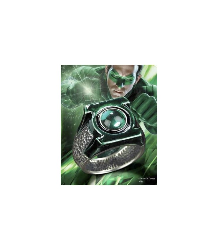 Anillo Plata Emblema Linterna Verde en